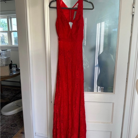Lulus | Dresses | Lulus Red Lace Maxi Dress | Poshmark